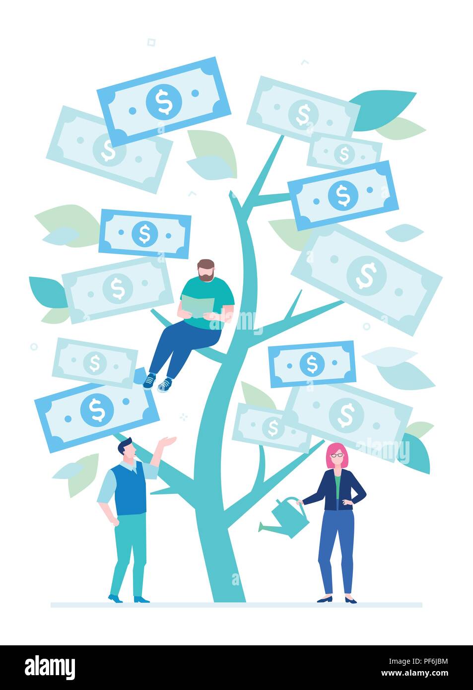 Growing money - flat design style colorful illustration Stock Vector ...