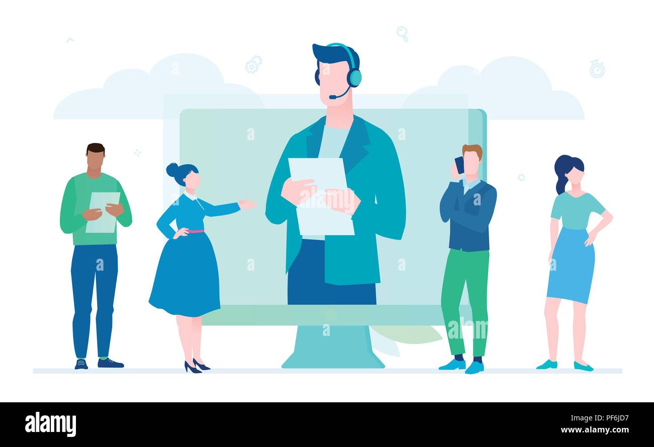 Technical support - flat design style colorful illustration Stock ...