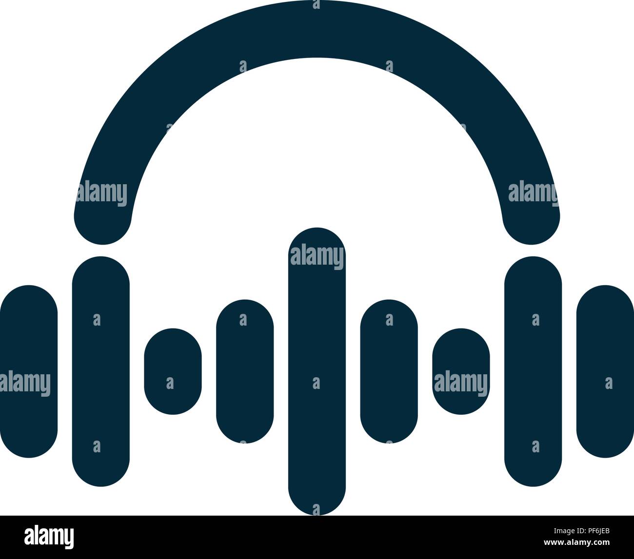 Headphones and sound waves on white background. Flat vector headphones ...