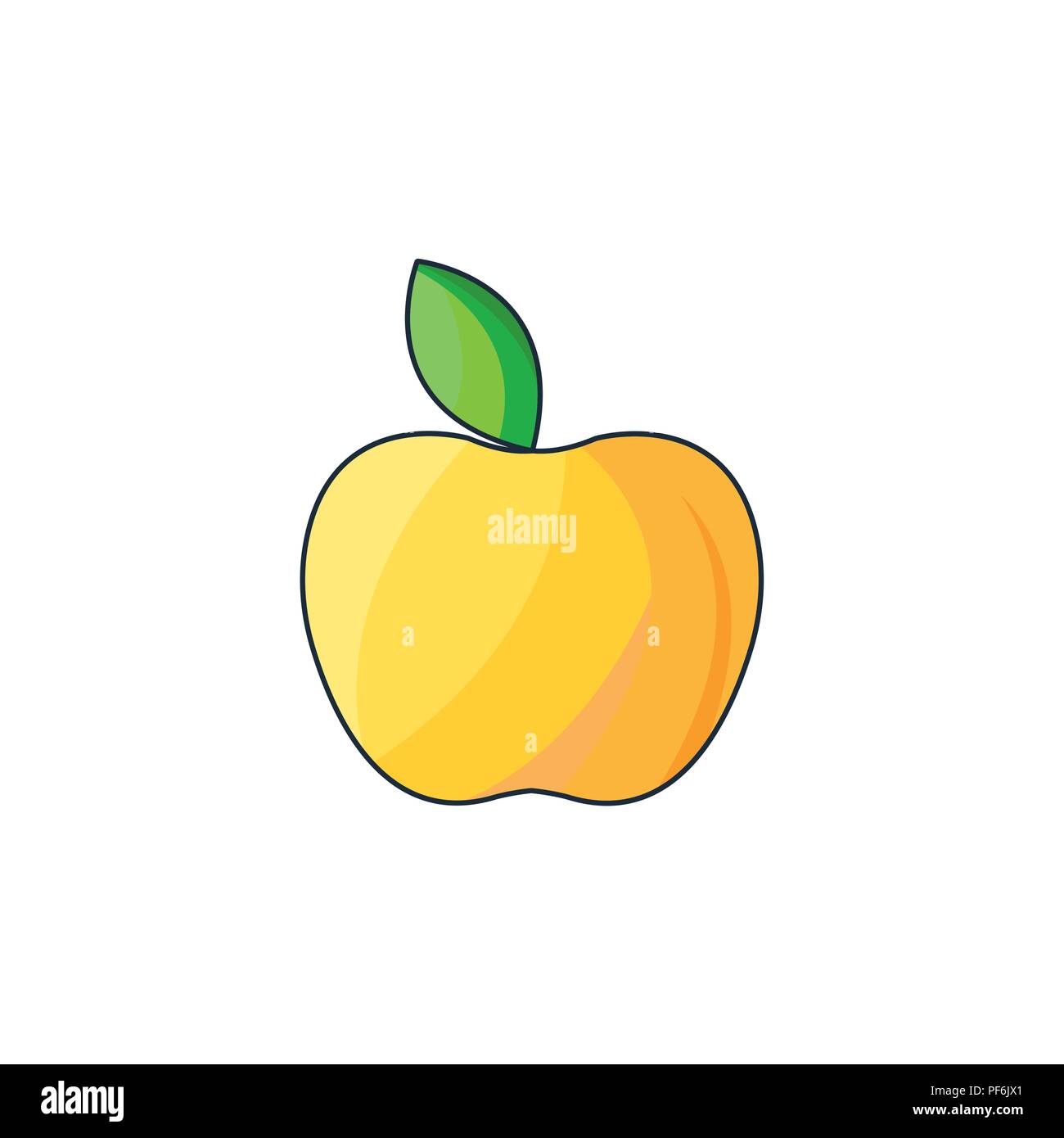 Color vector illustration. Yellow Apple icon on a white background ...