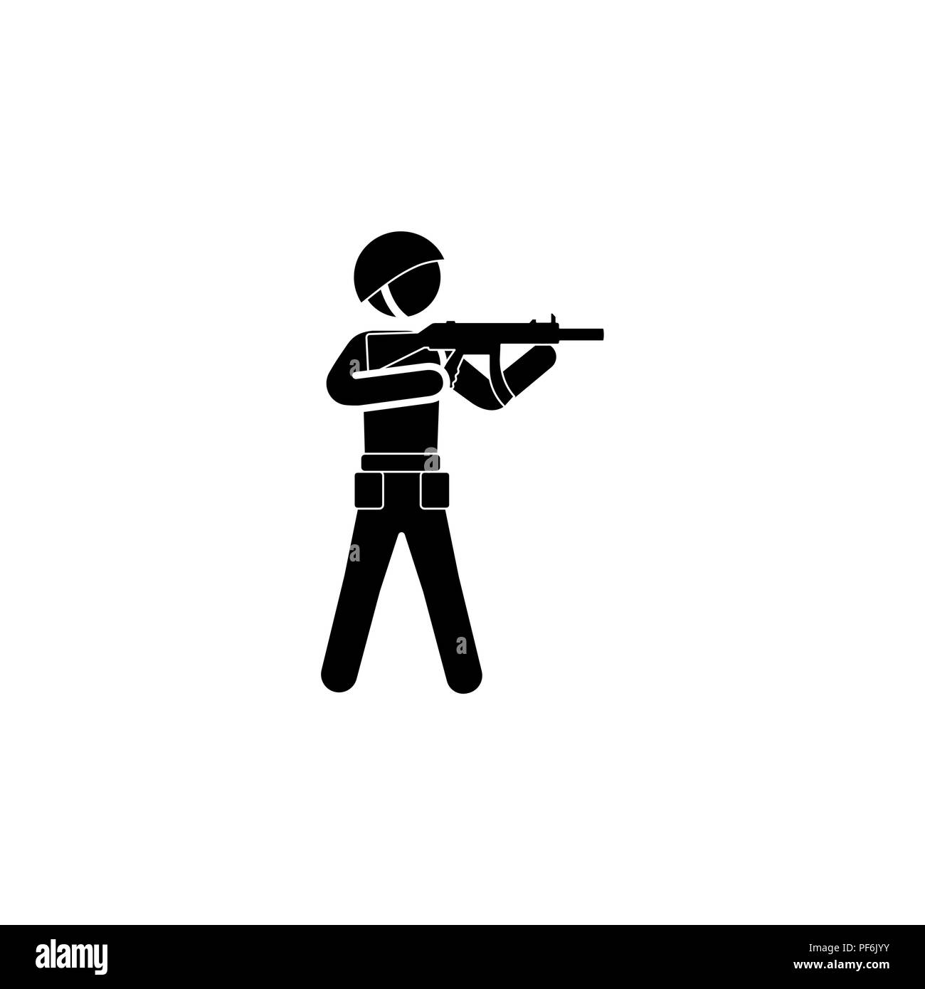 Soldier with a gun icon black on white background Stock Vector Image ...