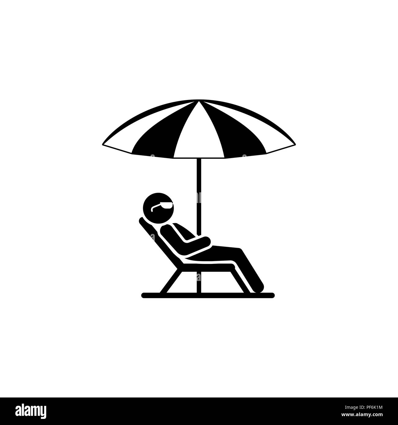 A man in a deckchair and umbrella. Relax icon Stock Vector Image & Art ...