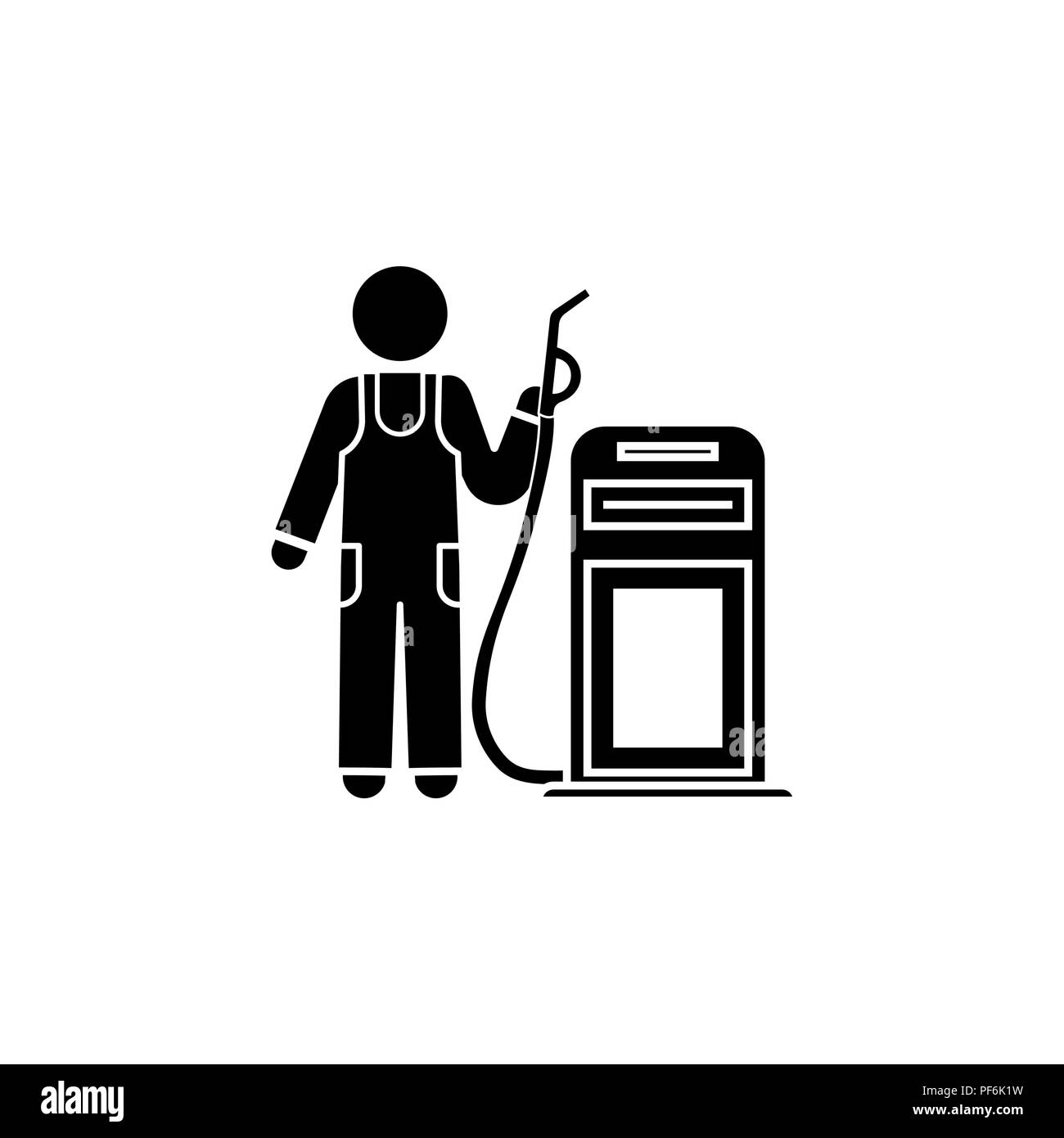 Refueling worker icon, refueller icon black on white background Stock ...