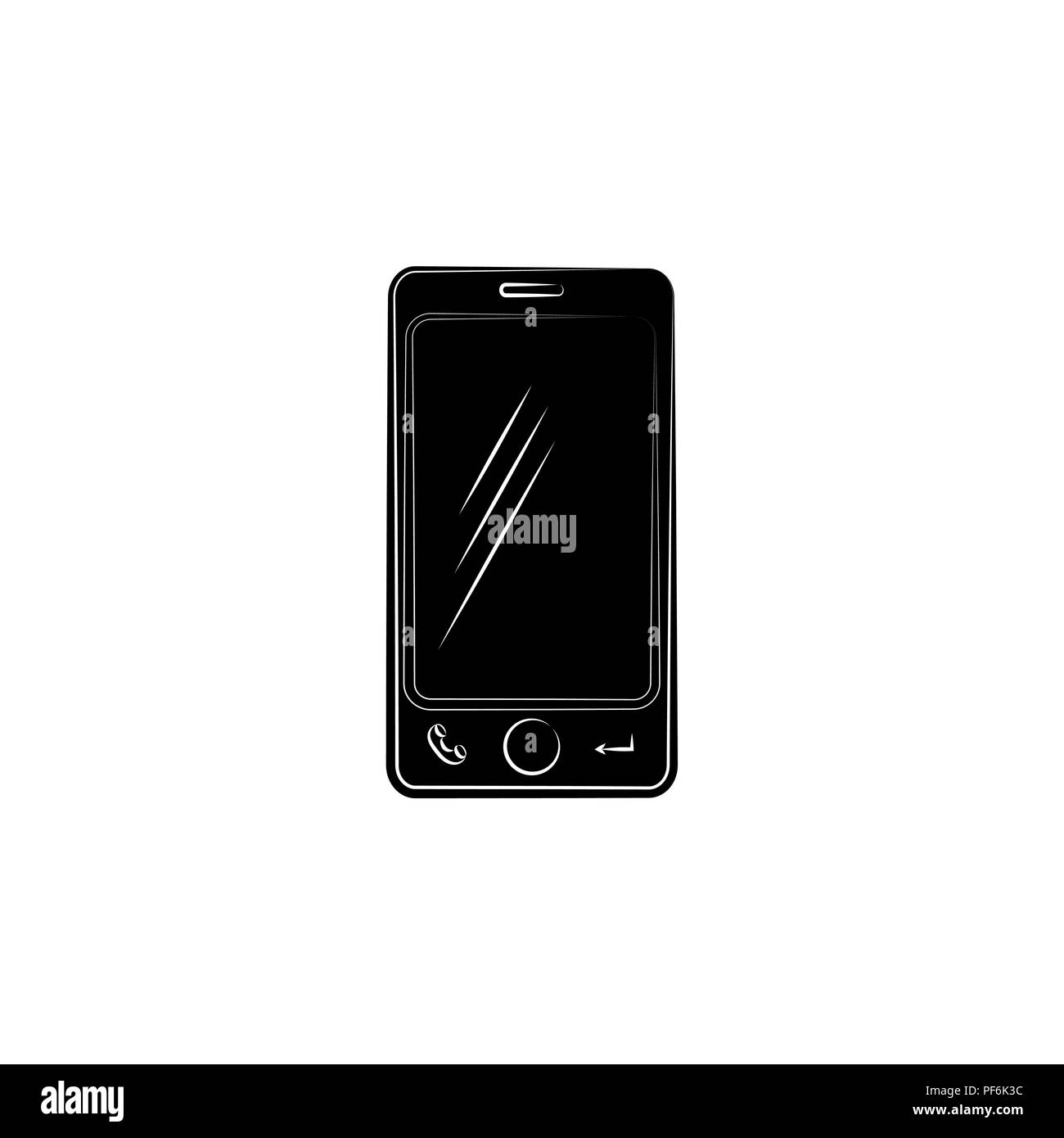 Smartphone icon vector black on white background Stock Vector Image ...