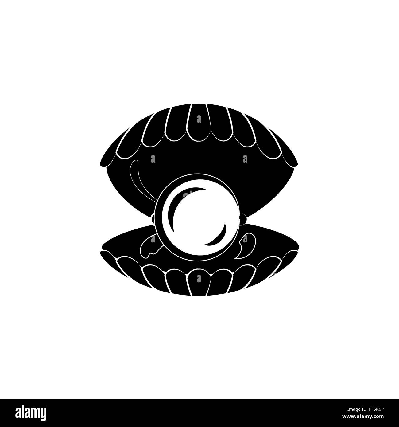 Pearl in the shell icon black on white background Stock Vector Image ...
