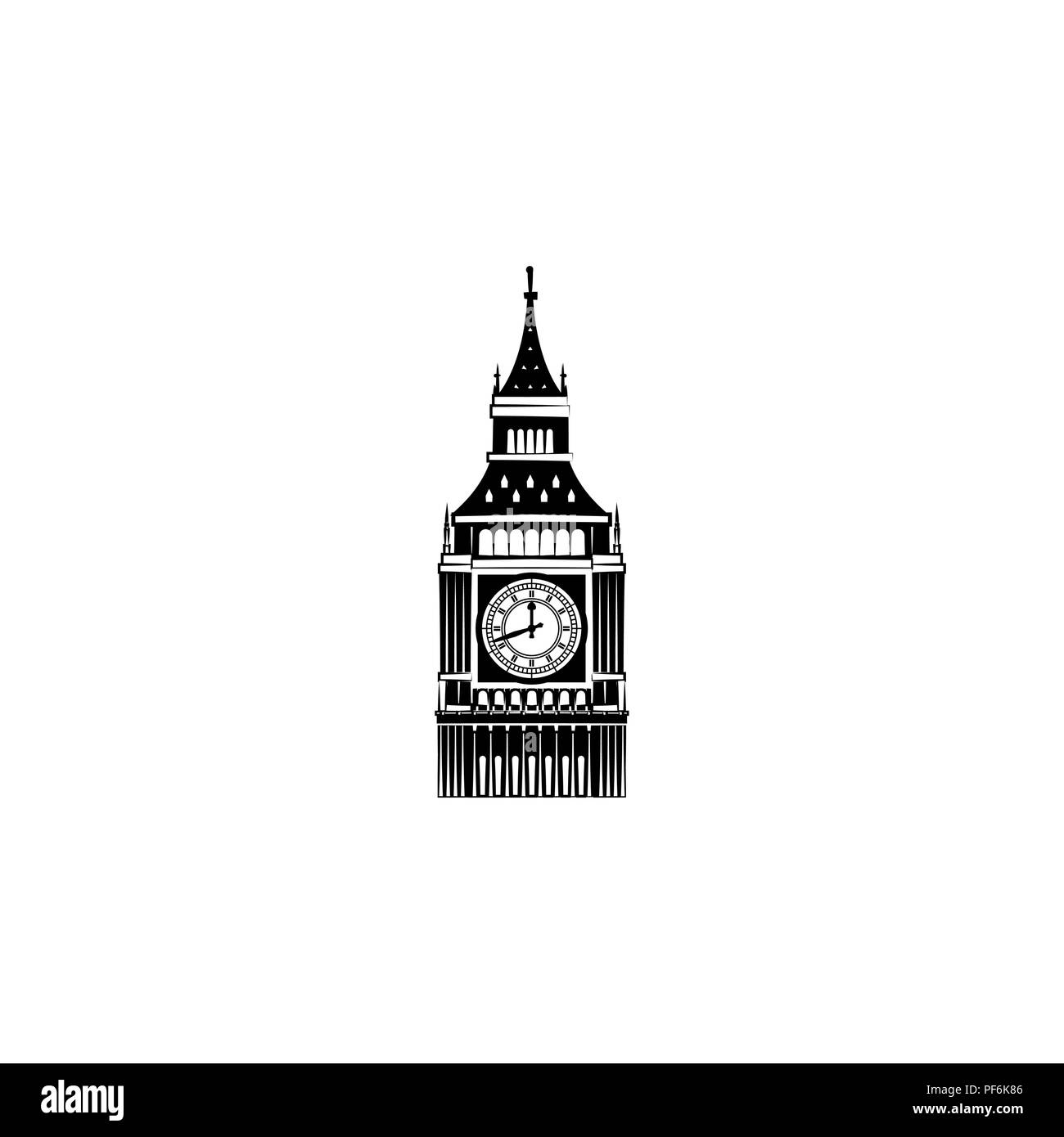 Big Ben vector black on white background Stock Vector Image & Art - Alamy