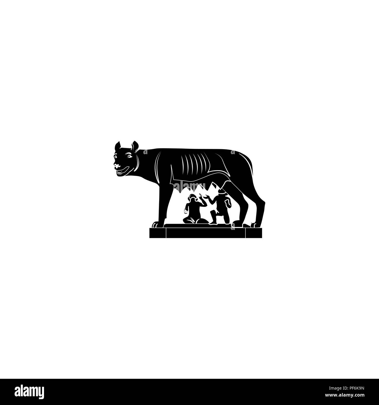 Capitol wolf. She-wolf, Romulus and Remus black on white background ...