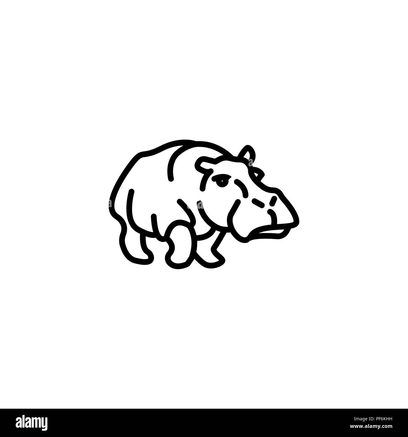 Web line icon. Hippo; wild animals black on white background Stock ...