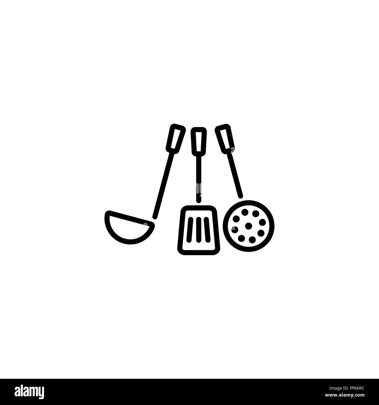 Web line icon. Ladle, skimmer black on white background Stock Vector ...