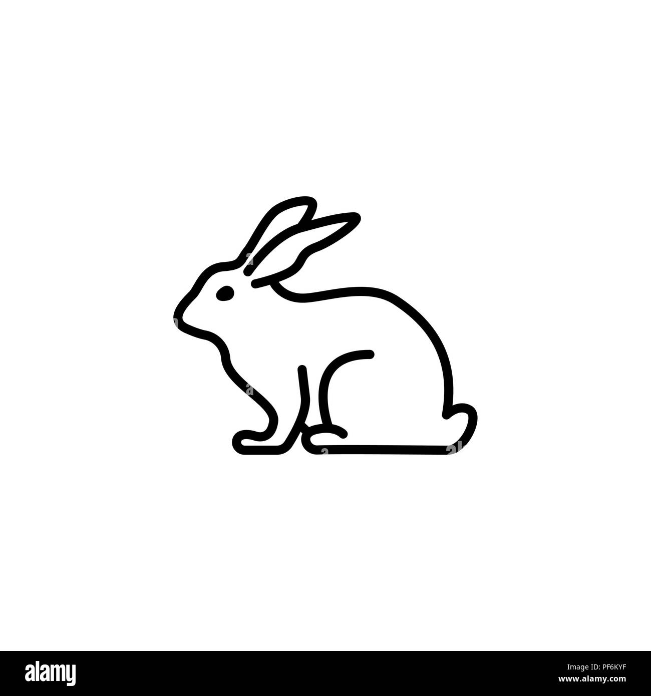 Web line icon. Rabbit, bunny black on white background Stock Vector ...