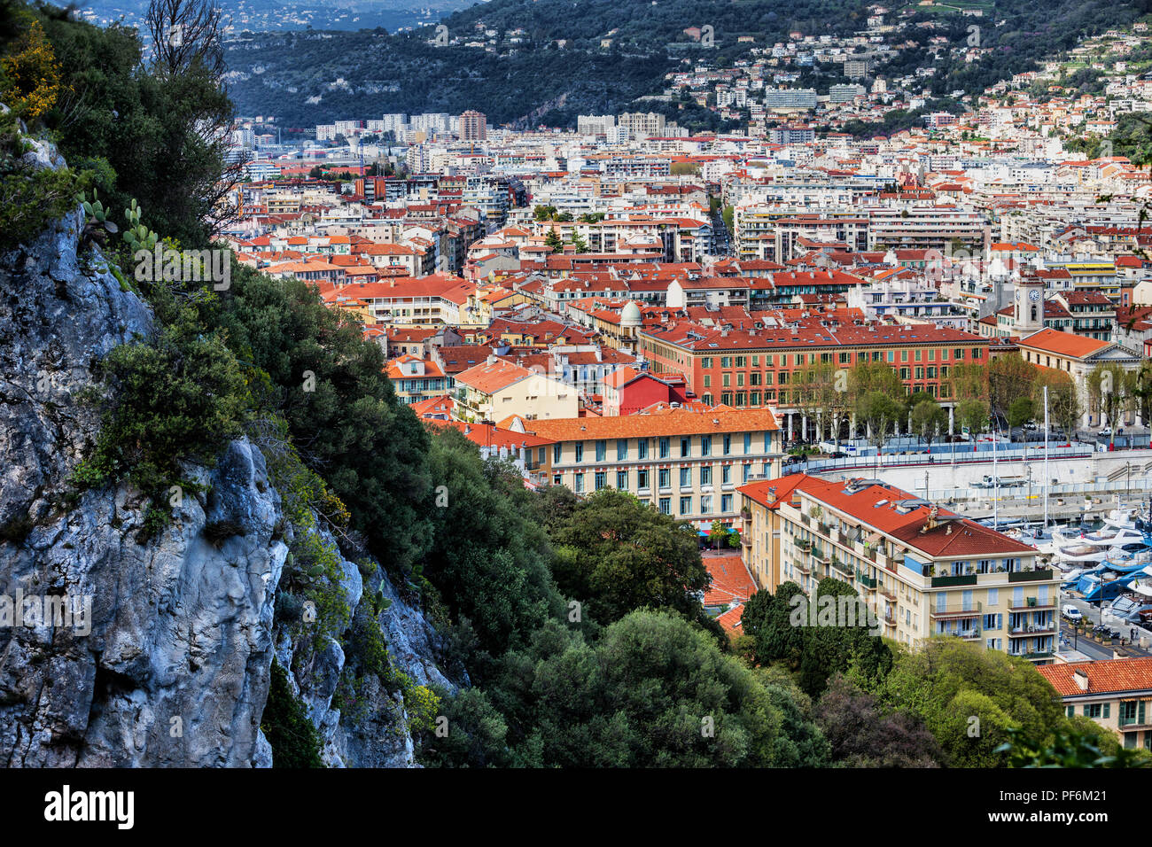 City of Nice cityscape in France, view from the Castle Hill Stock Photo ...