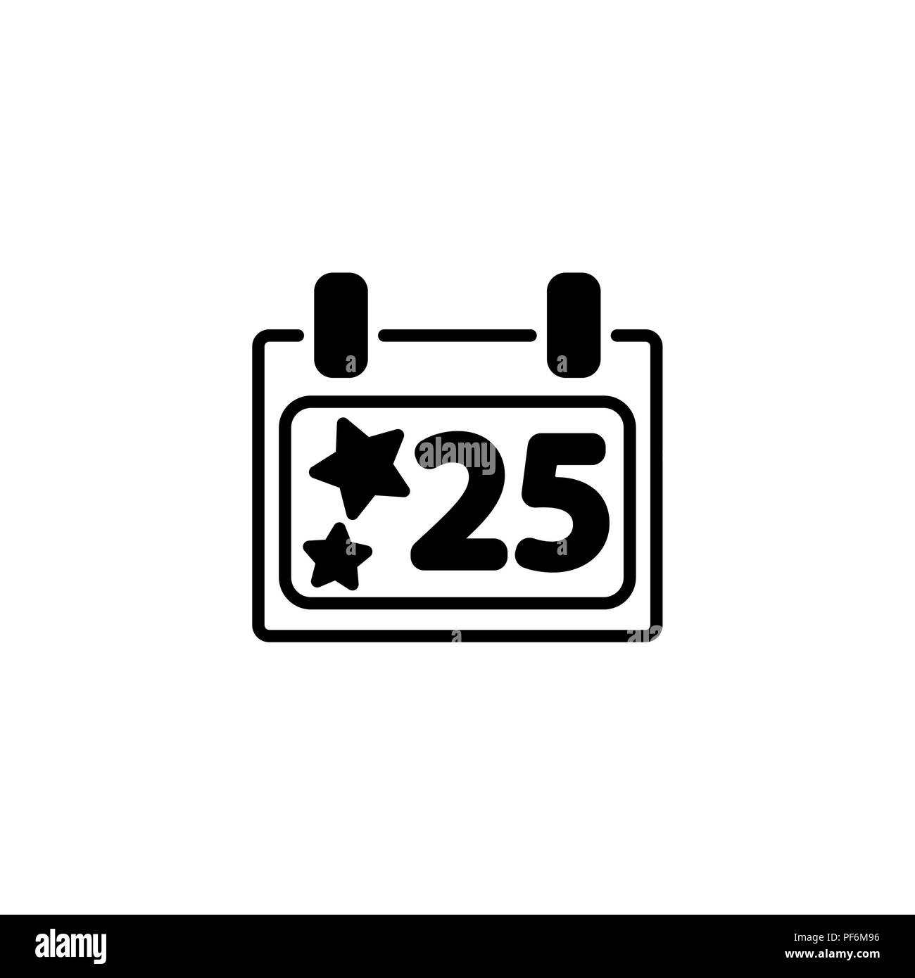Web line icon. Calendar, Christmas (December 25th Stock Vector Image ...