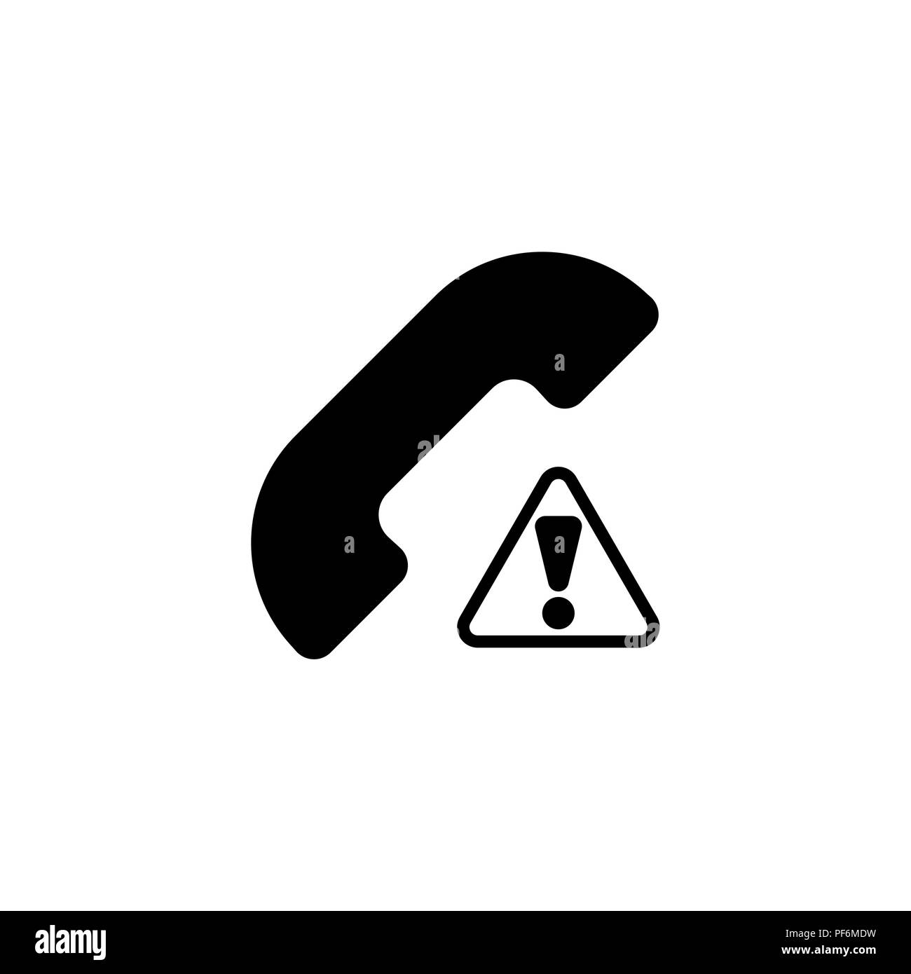 Web icon. Warning call black on white background Stock Vector Image ...