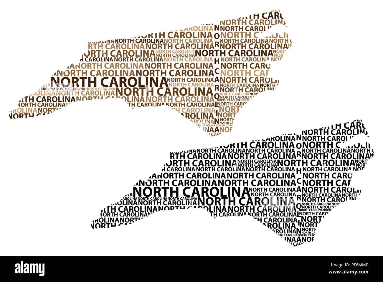 Sketch North Carolina (United States of America) letter text map, North ...