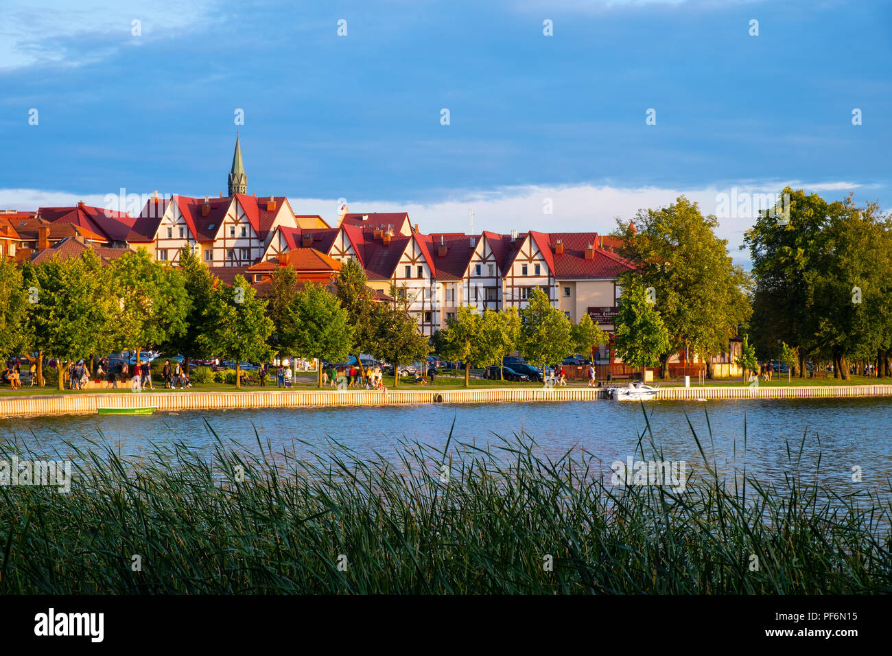 Elk, Masuria region / Poland - 2018/08/15: Panoramic view of the town ...