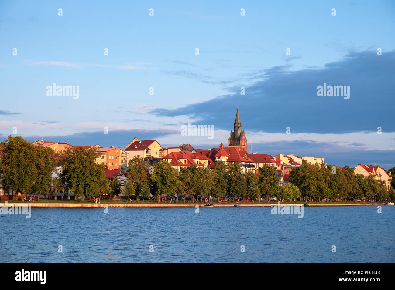 Elk, Masuria region / Poland - 2018/08/15: Panoramic view of the town ...