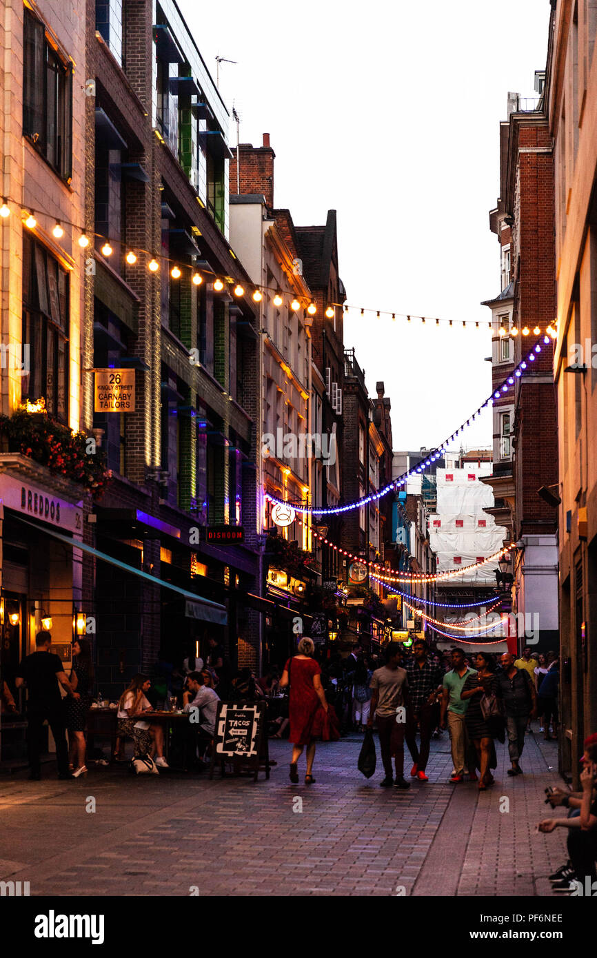 Summer evening on Kingly Street, Soho, London, W1B, England, UK Stock ...