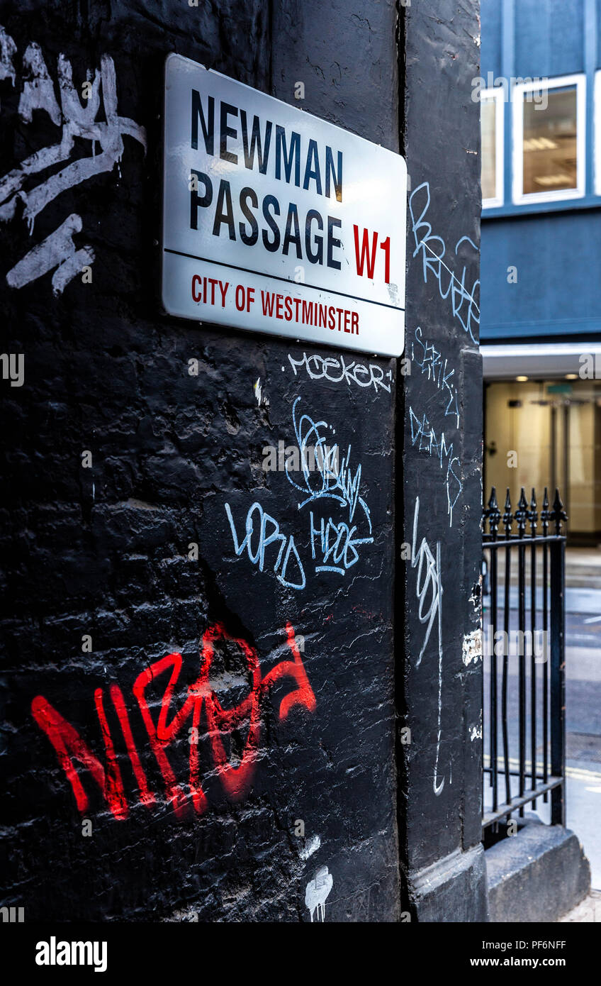 Newman Passage street sign, Newman Passage, Fitzrovia, London, W1 ...