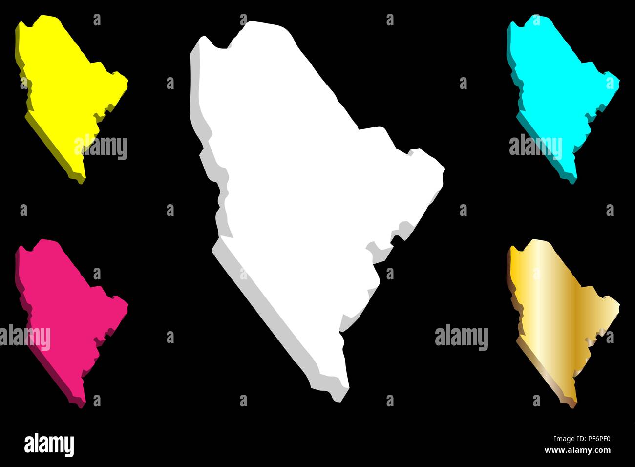 3D map of Maine (United States of America) - white, yellow, purple ...