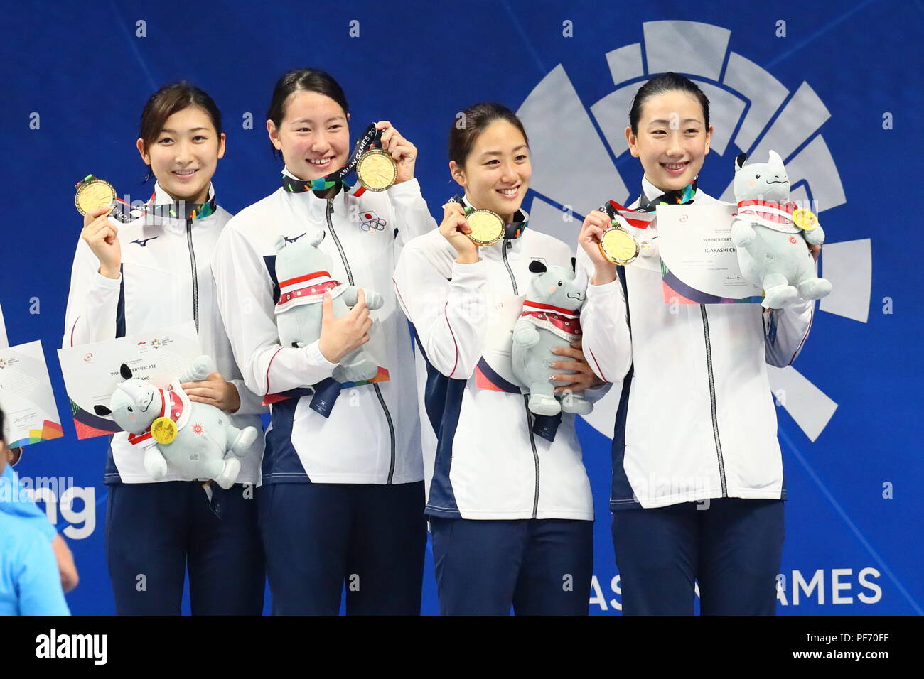 Jakarta, Indonesia. 19th Aug, 2018. Japan team group (JPN) Swimming ...