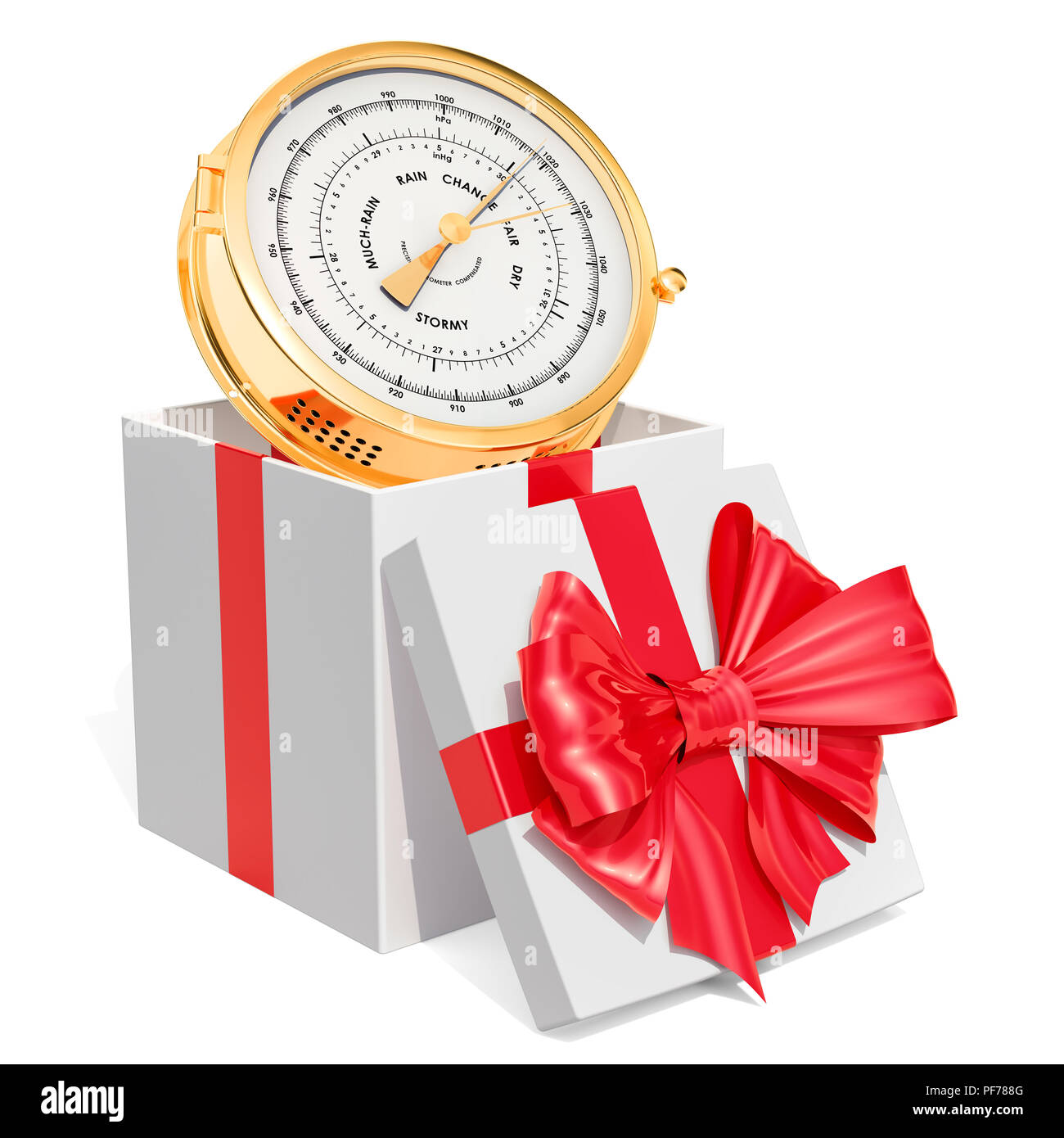Gift box with barometer, 3D rendering isolated on white background ...