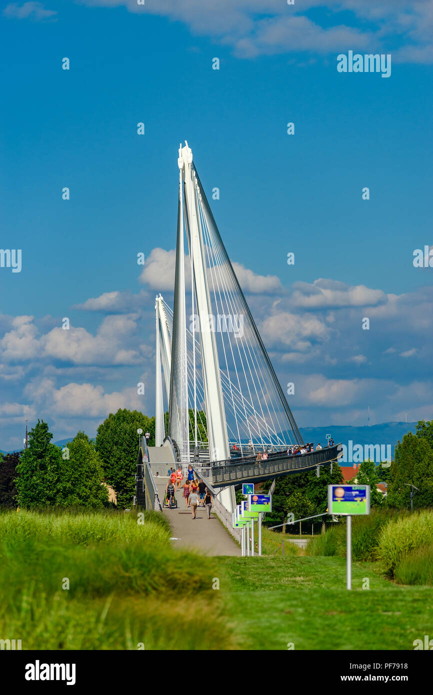 Beautiful pedestrian bridge between France and Germany, Kehl and ...