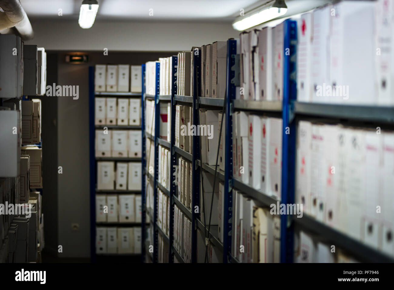 View inside the documents archive, perspective view, modern Stock Photo ...