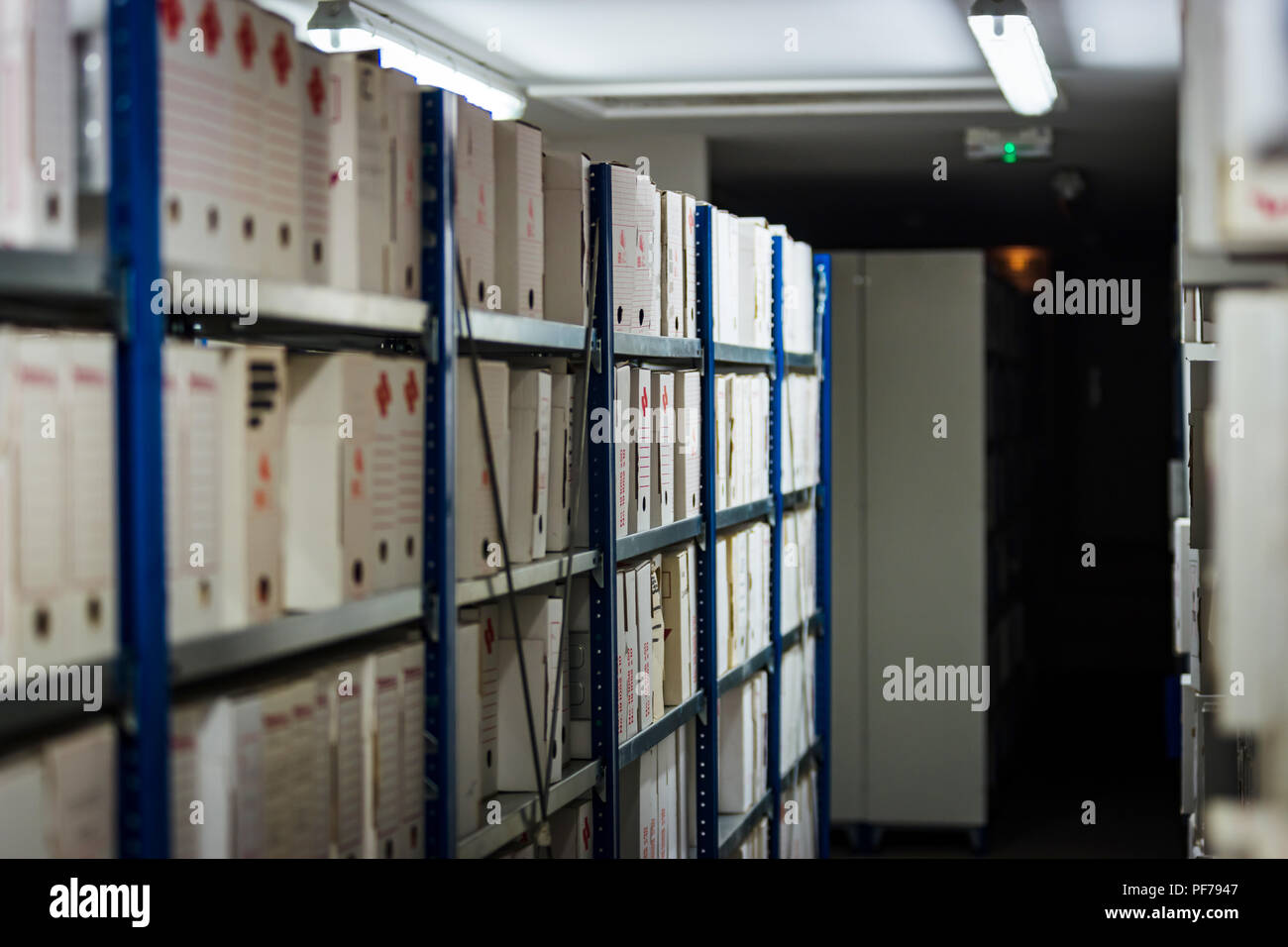 View inside the documents archive, perspective view, modern Stock Photo ...