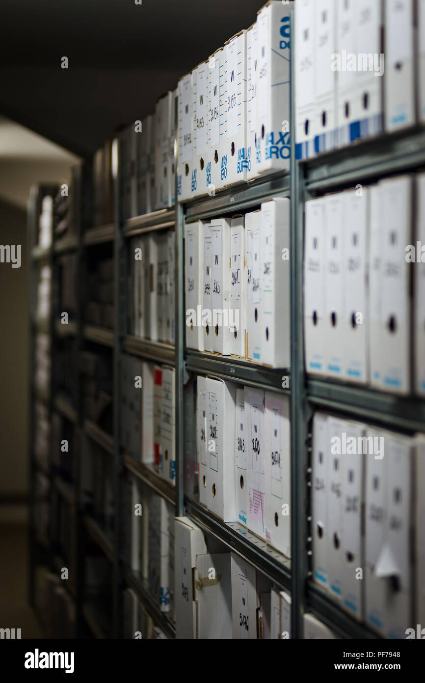 View inside the documents archive, perspective view, modern Stock Photo ...