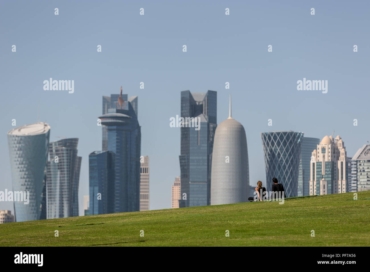 Doha, Qatar - Jan 8th 2018 - A young couple enjoy the view of the ...