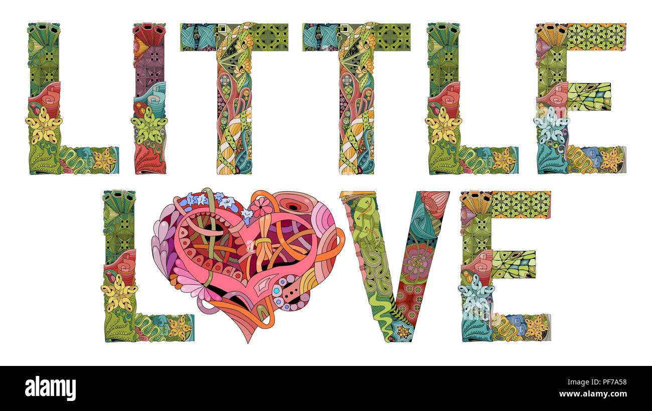 Words LITTLE LOVE for coloring. Vector decorative zentangle object ...