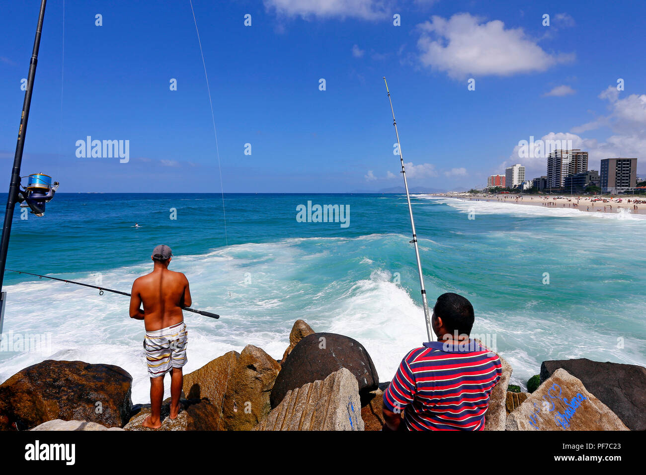 Fishing at Pepe Beach, Barra, Rio de Janeiro Stock Photo - Alamy