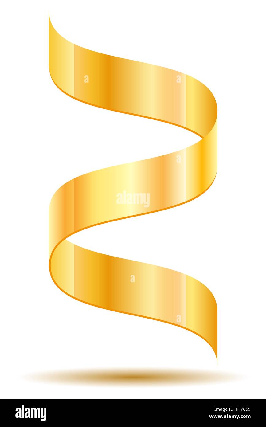 gold ribbon realistic vector illustration isolated on white background ...
