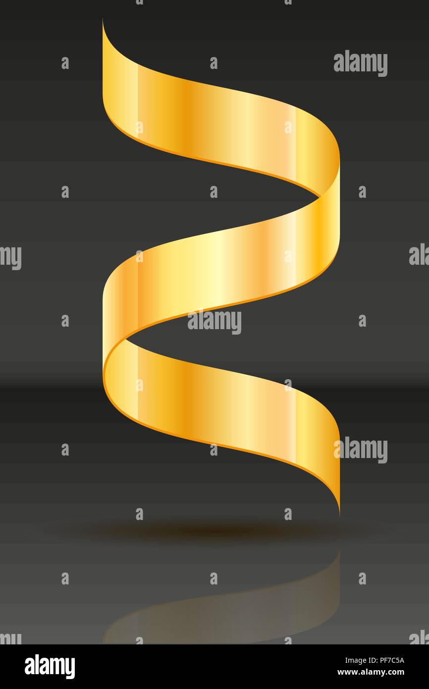 gold ribbon realistic vector illustration isolated on black background ...