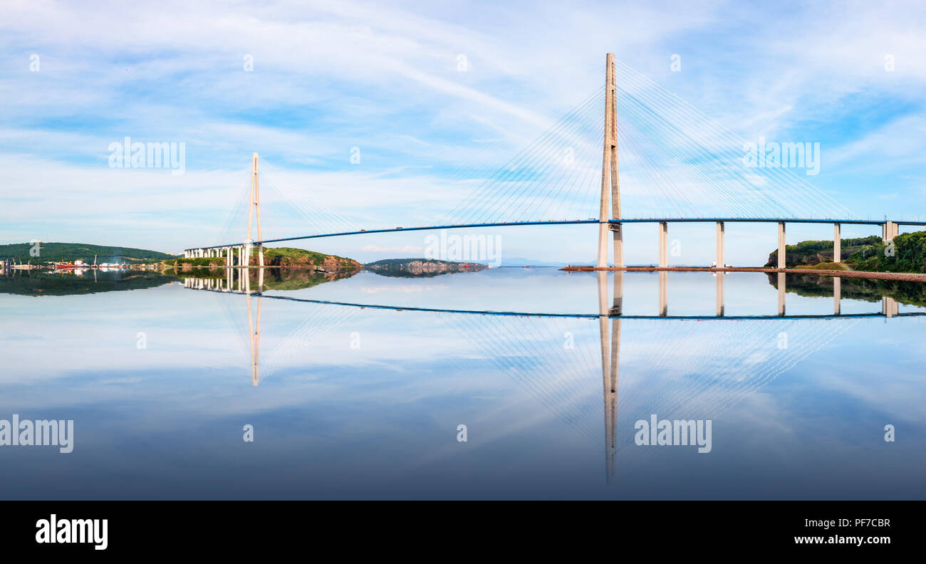 The Russky or Russian bridge to Russky Island in Vladivostok provides ...