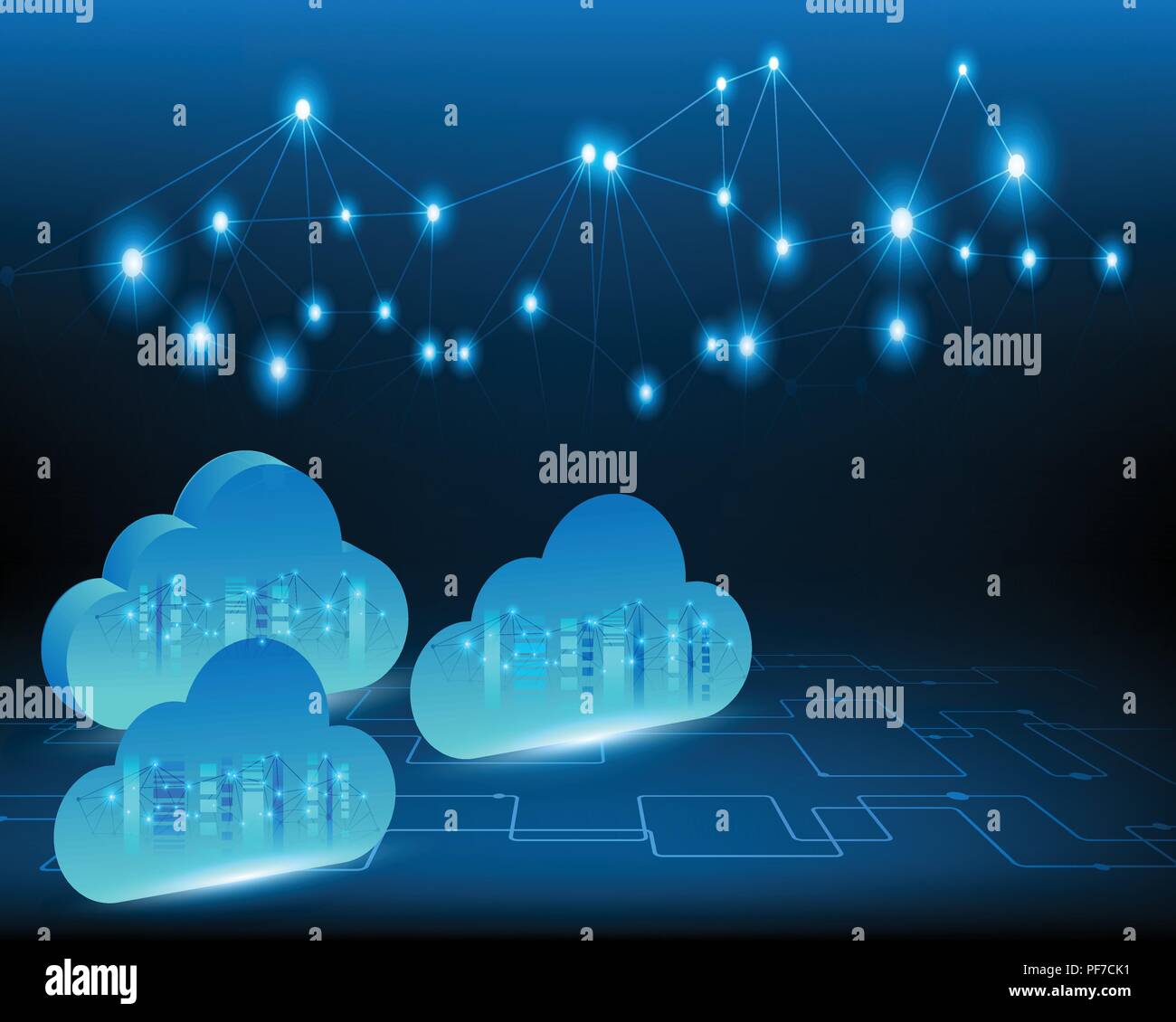 Cloud computing business Transaction data storage technology with line ...