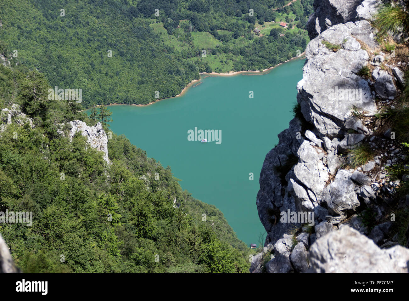 TARA National Park, Western Serbia - Boat on Lake Perucac, viewed from ...
