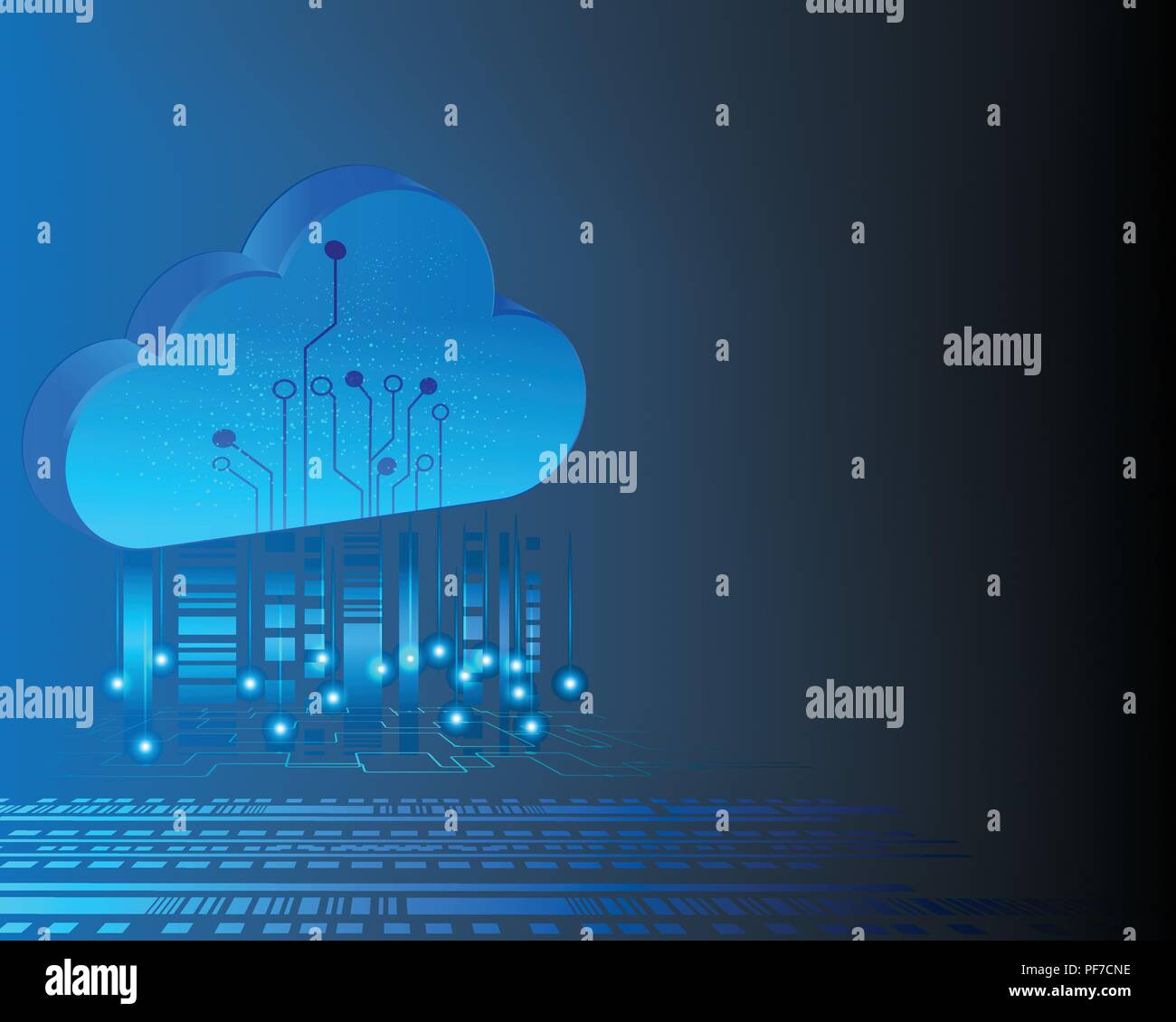 Cloud computing business Transaction data storage technology with circuit symbols concept ...