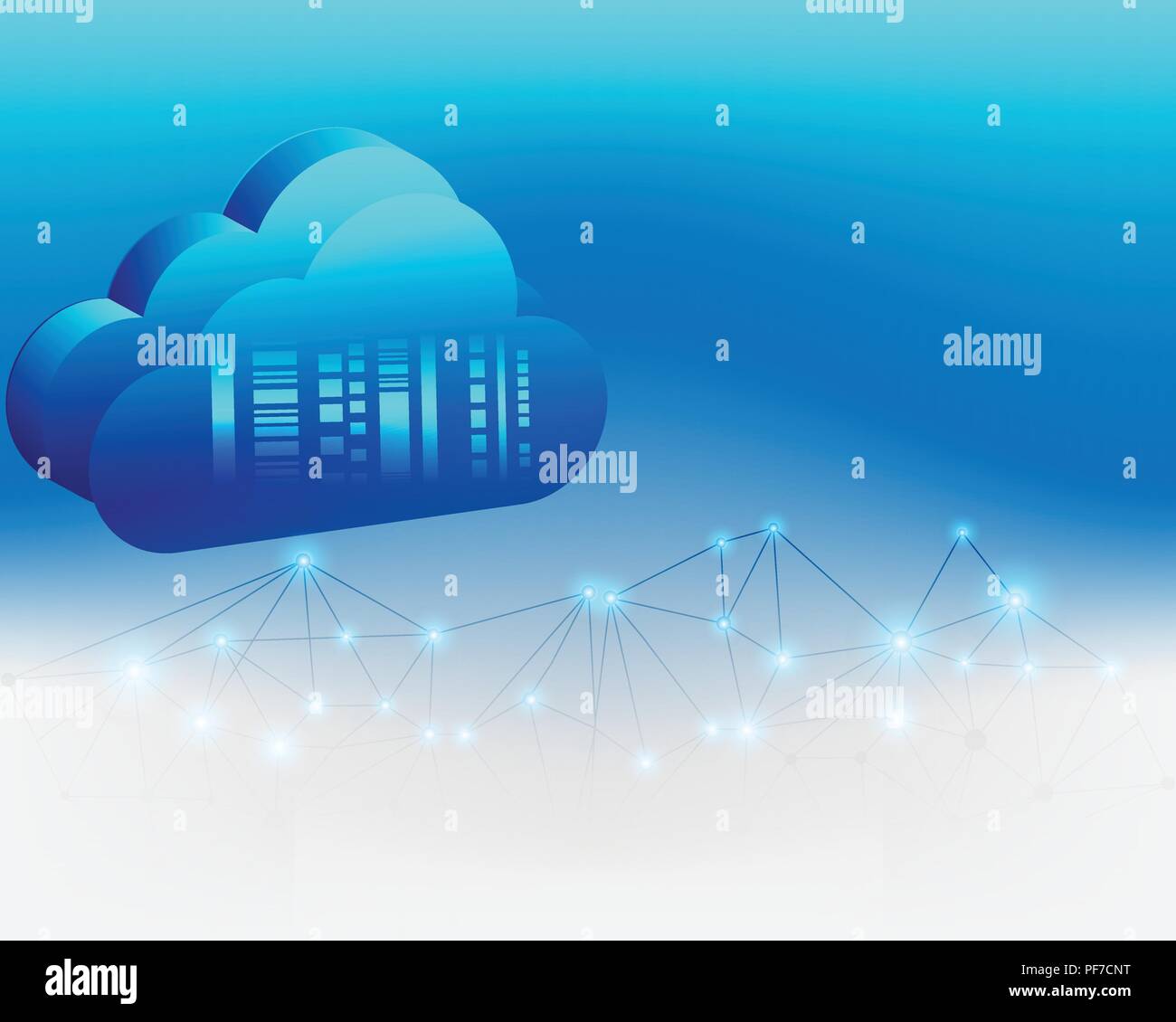 Cloud computing business Transaction data storage technology with network connection on the sky ...