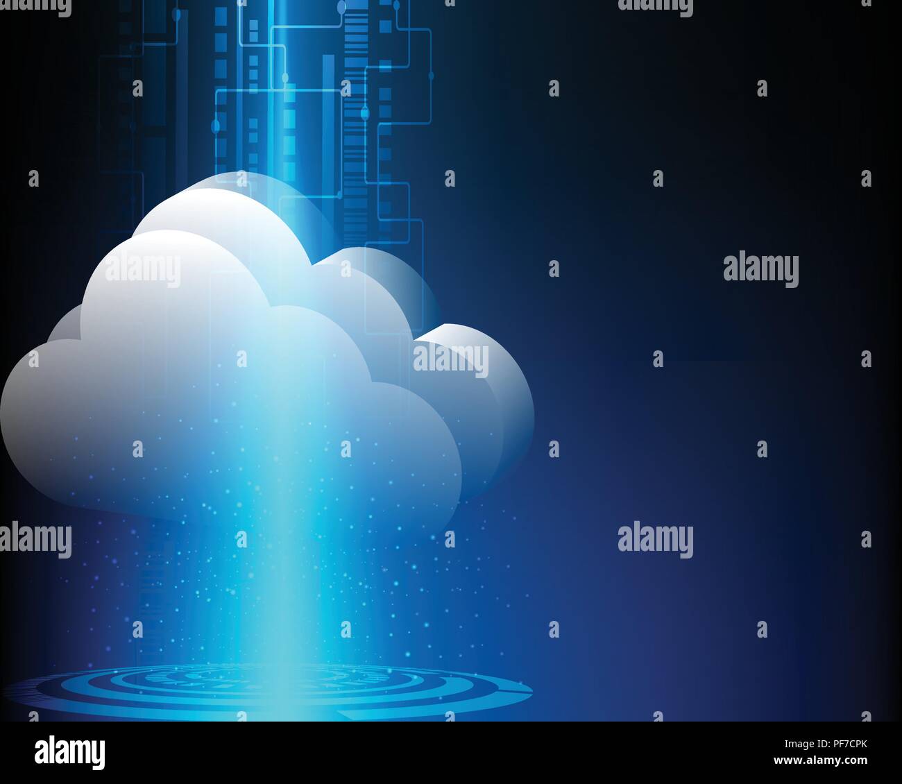 Cloud computing business Transaction data storage technology with network line connection ...