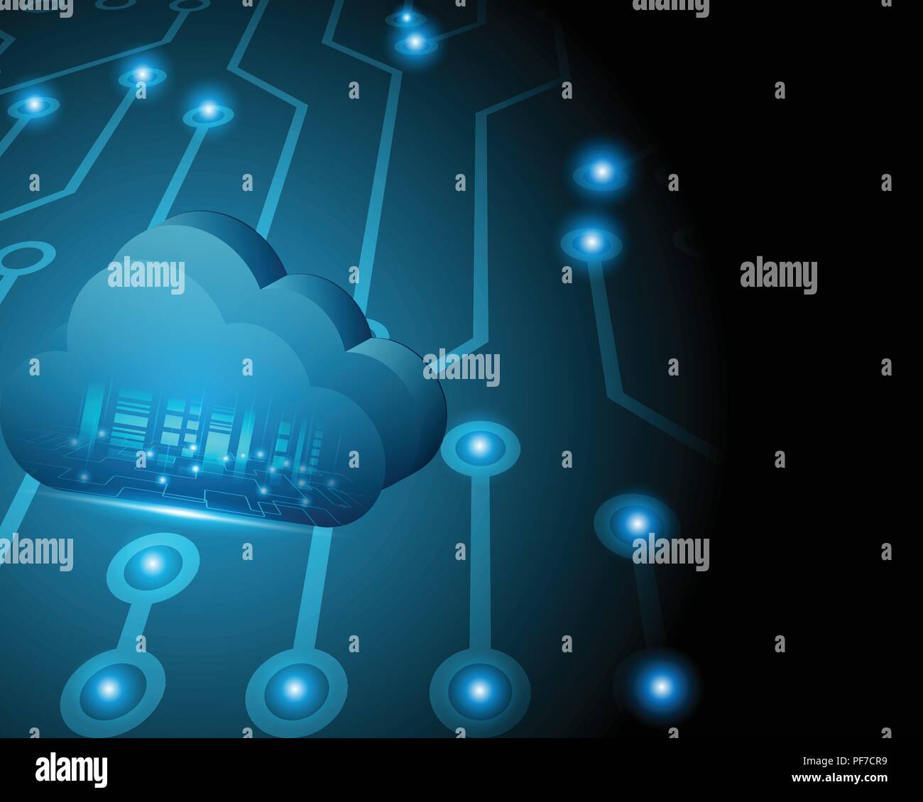 Cloud computing business Transaction data storage technology with circuit symbols concept ...