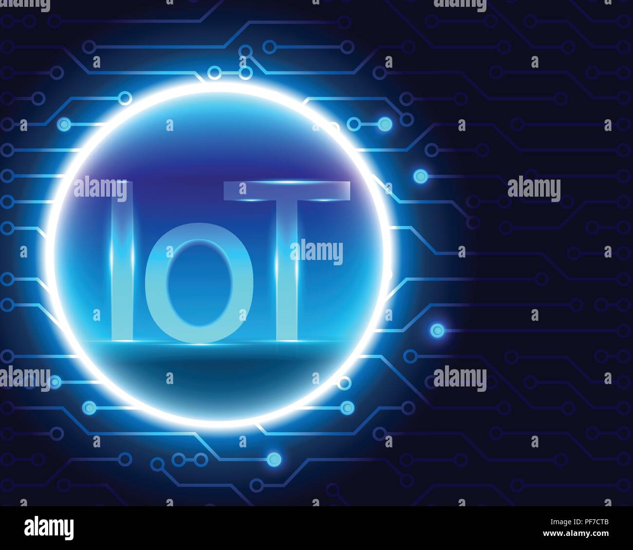 Internet of things (IOT) technology and circuit symbols cyber data ...
