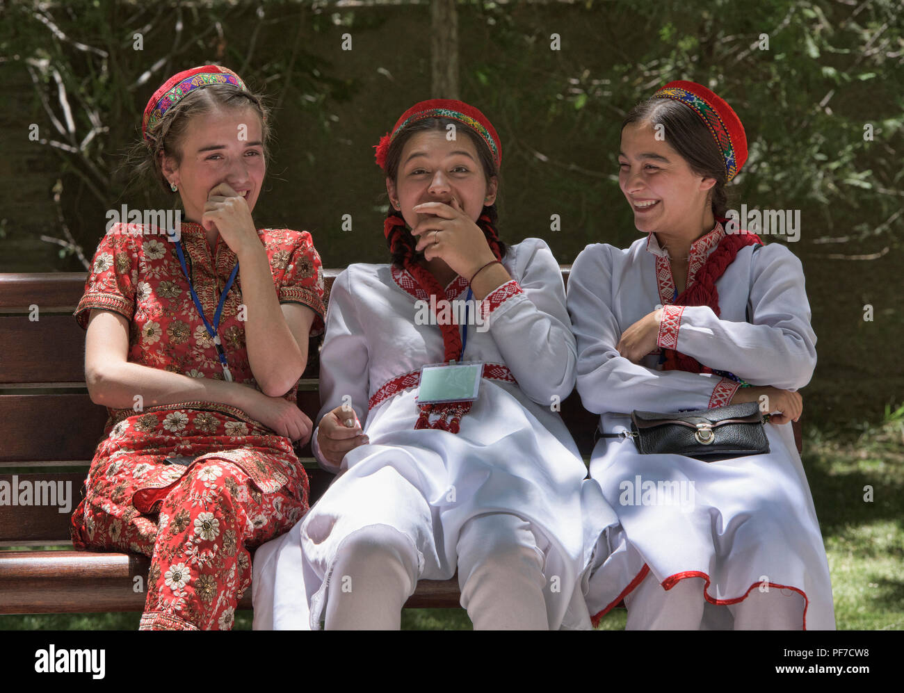 Pamiri girls sharing a moment, Khorog, Tajikistan Stock Photo - Alamy