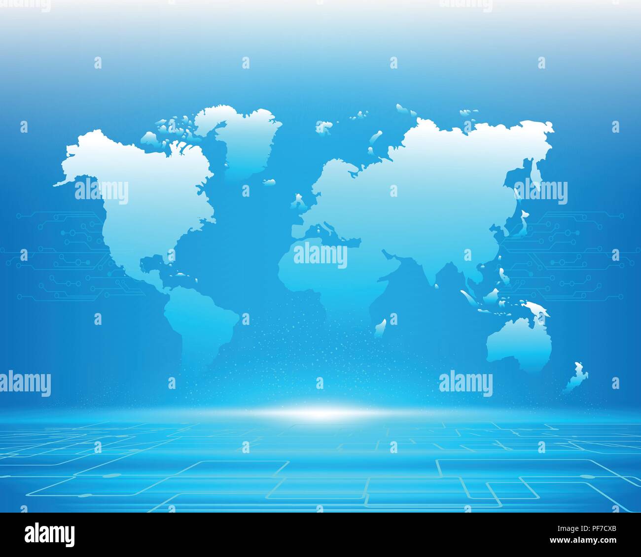 World map cyber digital system transformation internet network ...