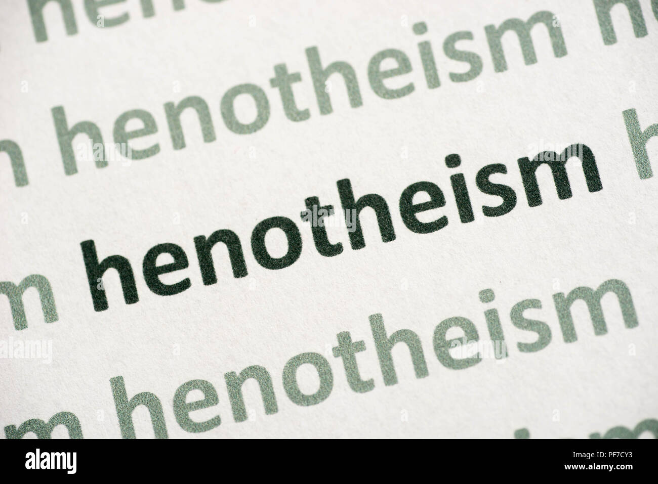 word henotheism printed on white paper macro Stock Photo - Alamy