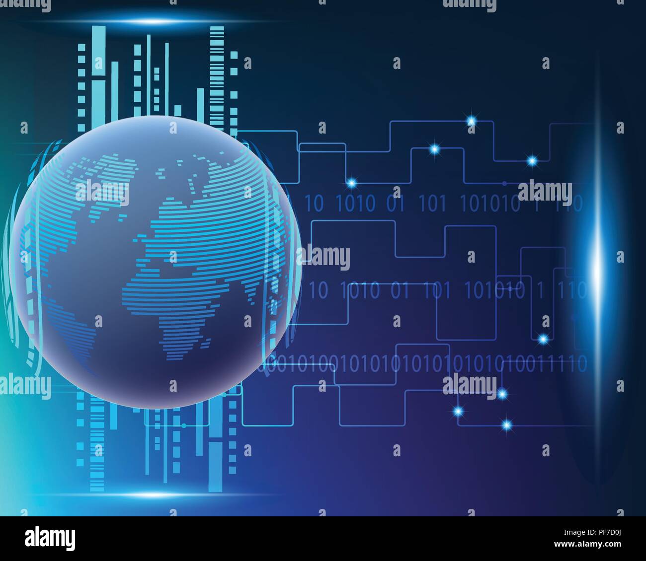 Global World map cyber system transformation network connection ...