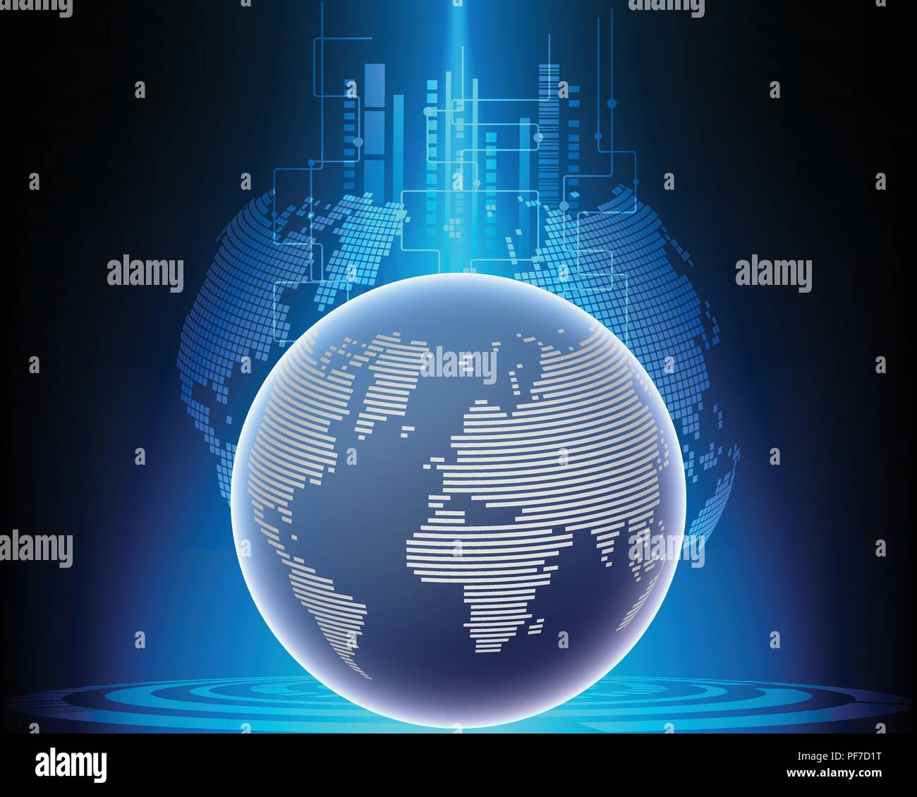 Global World map cyber international system transformation network ...