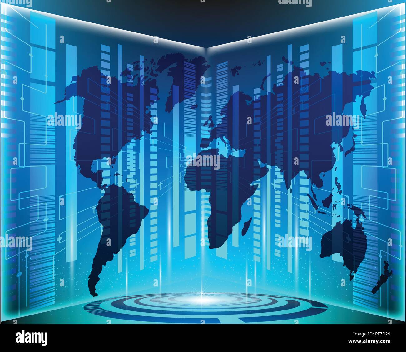 World map cyber bigdata digital system transformation network ...