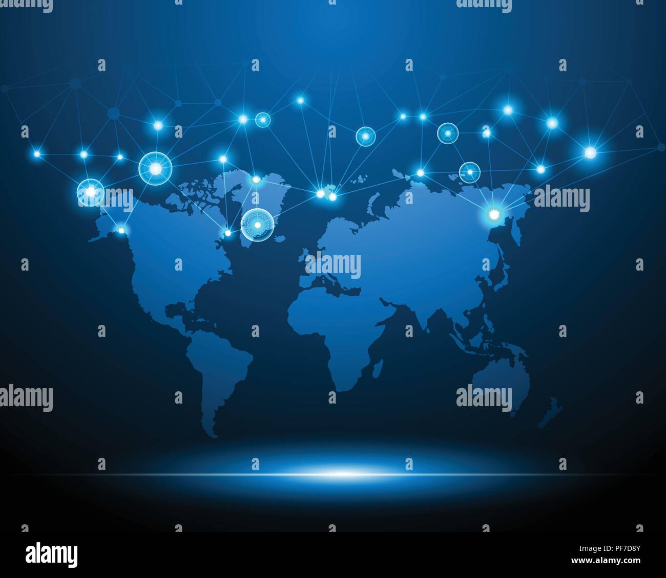 World map cyber digital network online system business zone concept ...