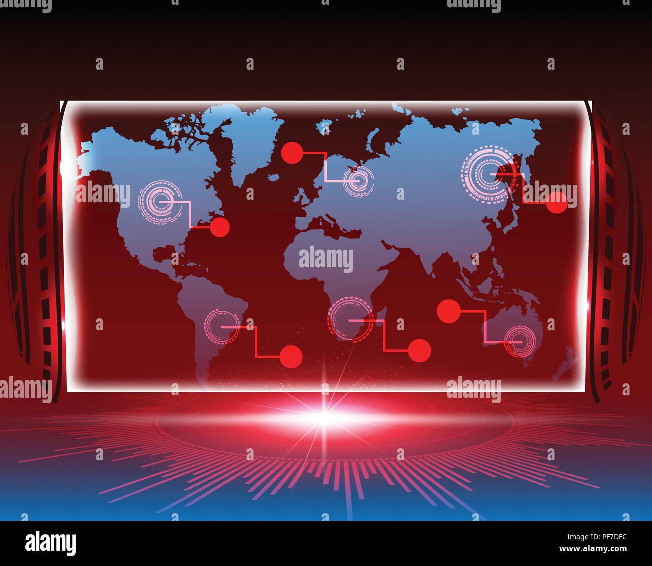 World Map Cyber Line Attack By Hacker Concept Background Vector Illustration Eps10 Stock Vector